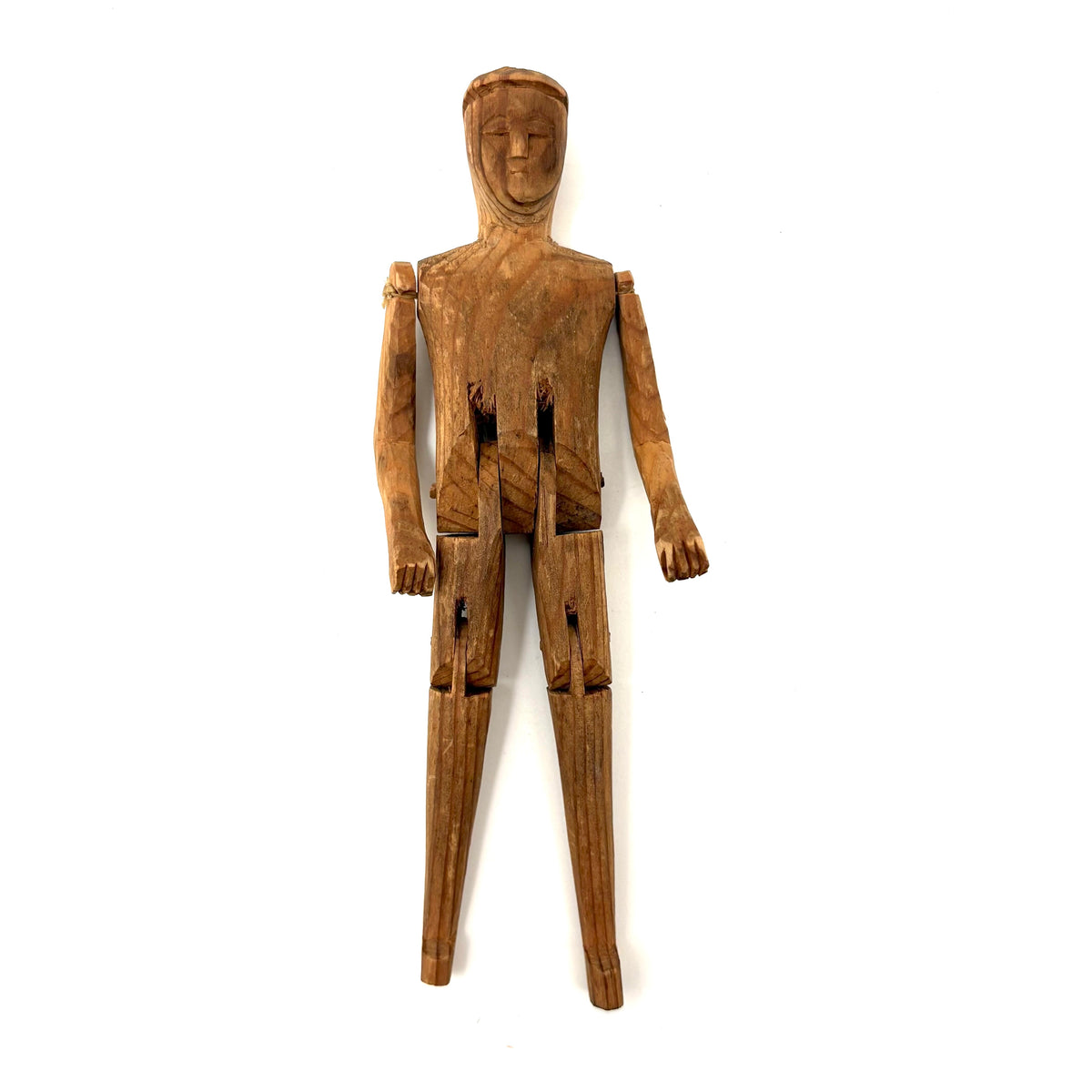 Small Greenland Inuit Wooden Articulated Figure with Sinew Tied Should ...