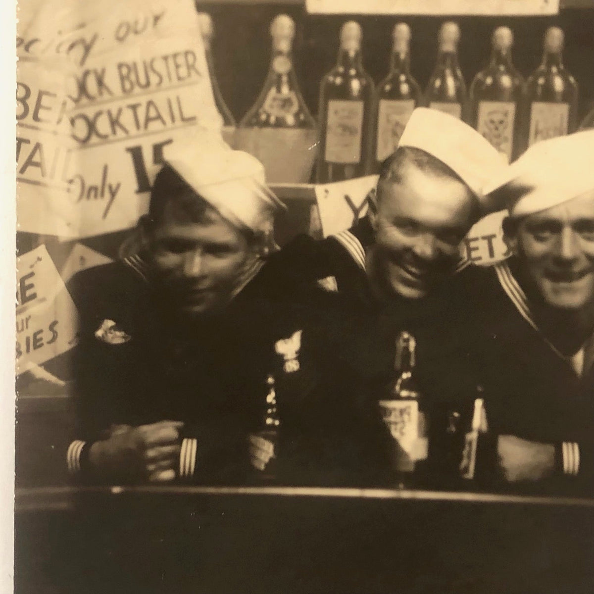 Drunken Sailors with Bar Backdrop, c. 1940s Snapshot – critical EYE Finds