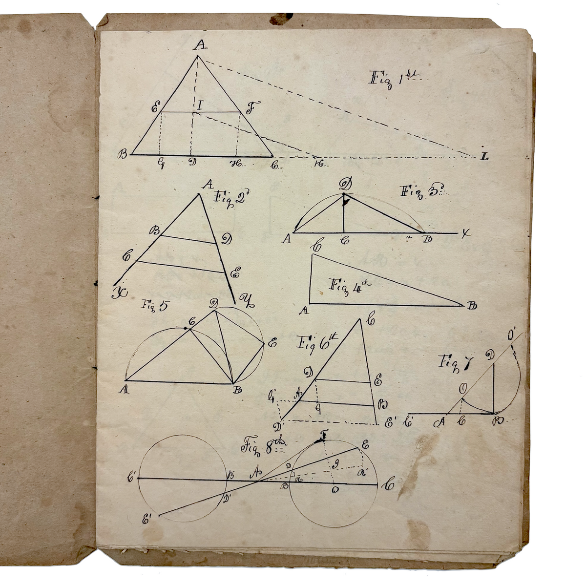 1836 Notebook of Beautifully Inked Geometry Diagrams – critical EYE Finds