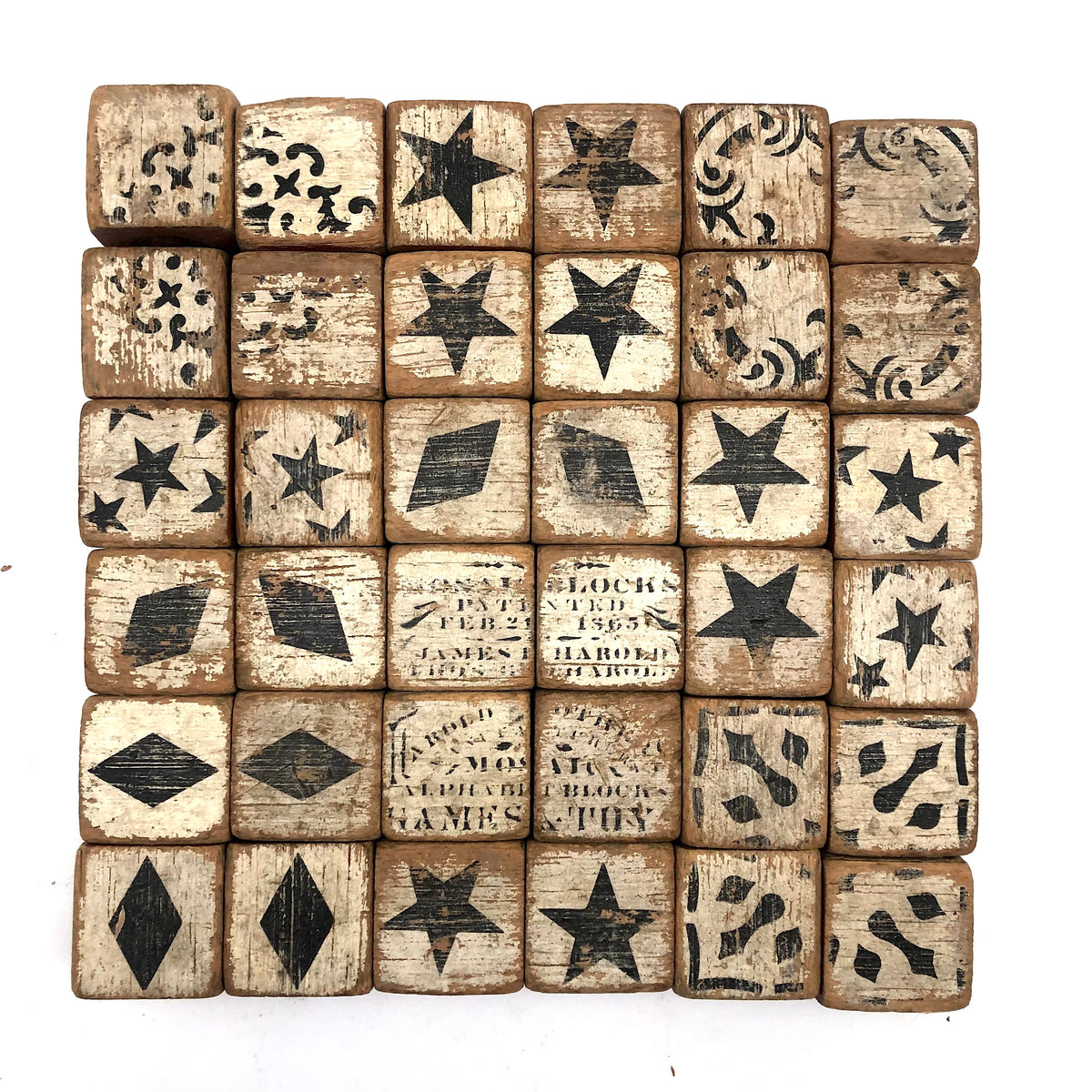 Color, Pattern, Alphabet, Images: Excellent, Complete Set of 36 Blocks ...
