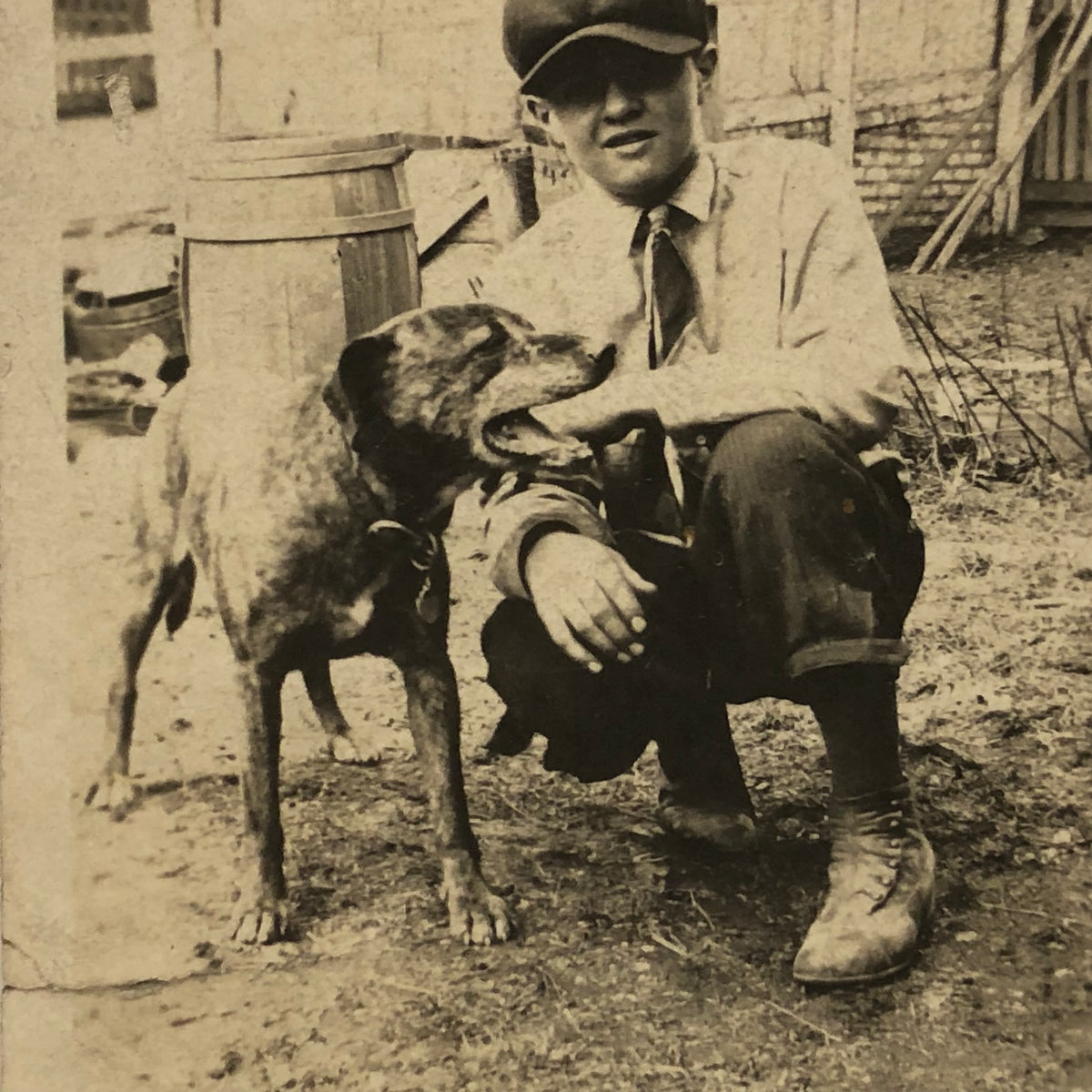 Thurston Creston Caton of Steelton, PA and His Dog, Antique Snapshot P ...