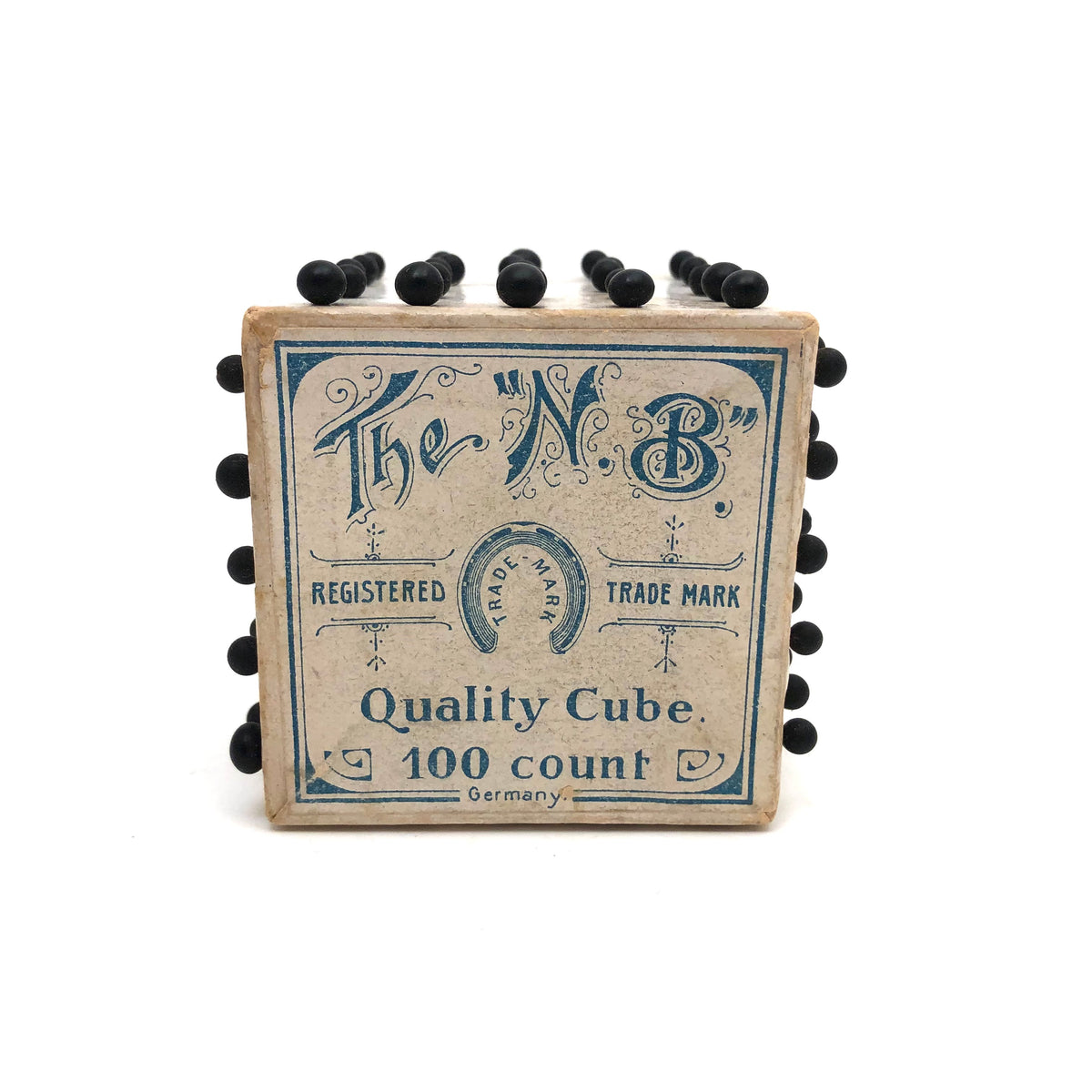 Antique Nuess Brothers, Germany 100 Black Glass Head Pin Cube ...