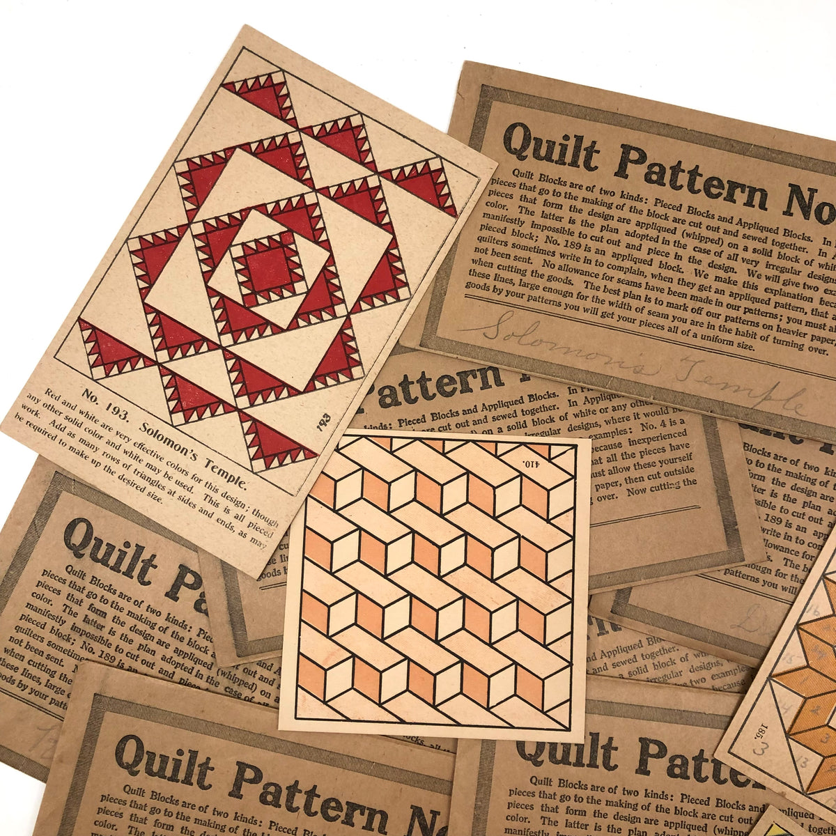 Set of C. 1930s Quilt Block Patterns in Original Envelopes – critical ...