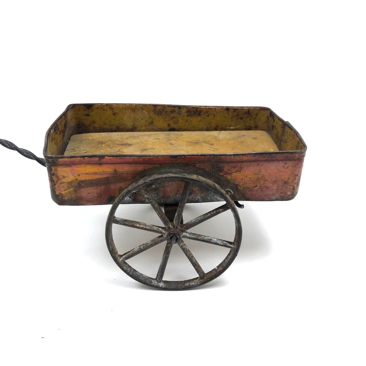 Old Handmade Tin and Wood Wagon Pull Toy with Great Color – critical ...