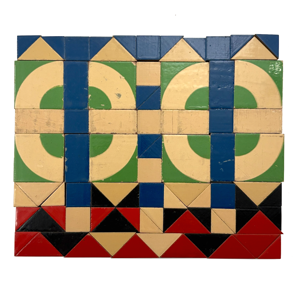 Beautiful Antique German Enamel Painted Mosaic Blocks Set in Original ...