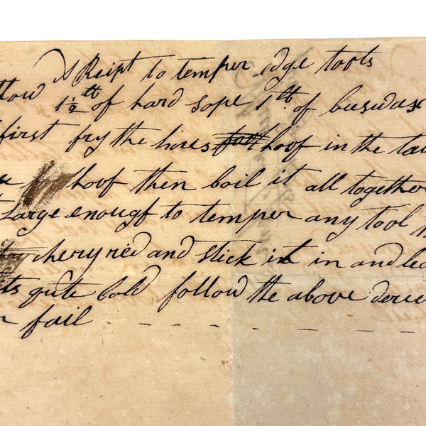 You Will Never Fail, Earlier 19th Century Manuscript Recipe for Temper ...