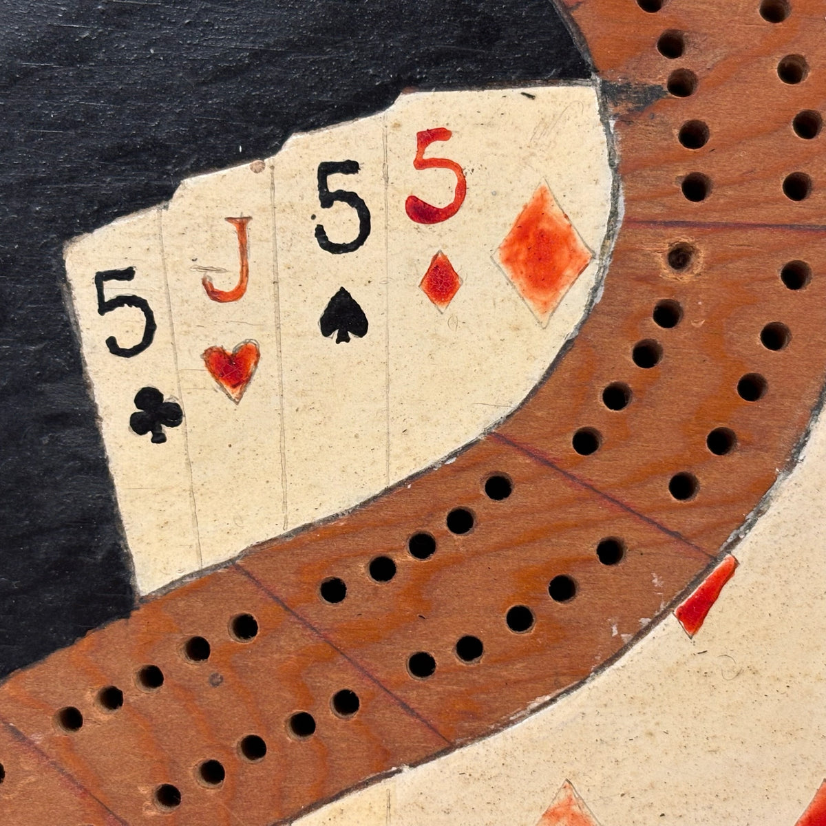 29 Point Hand! C. 1930s Wood with Polychrome Folk Art Cribbage Board ...