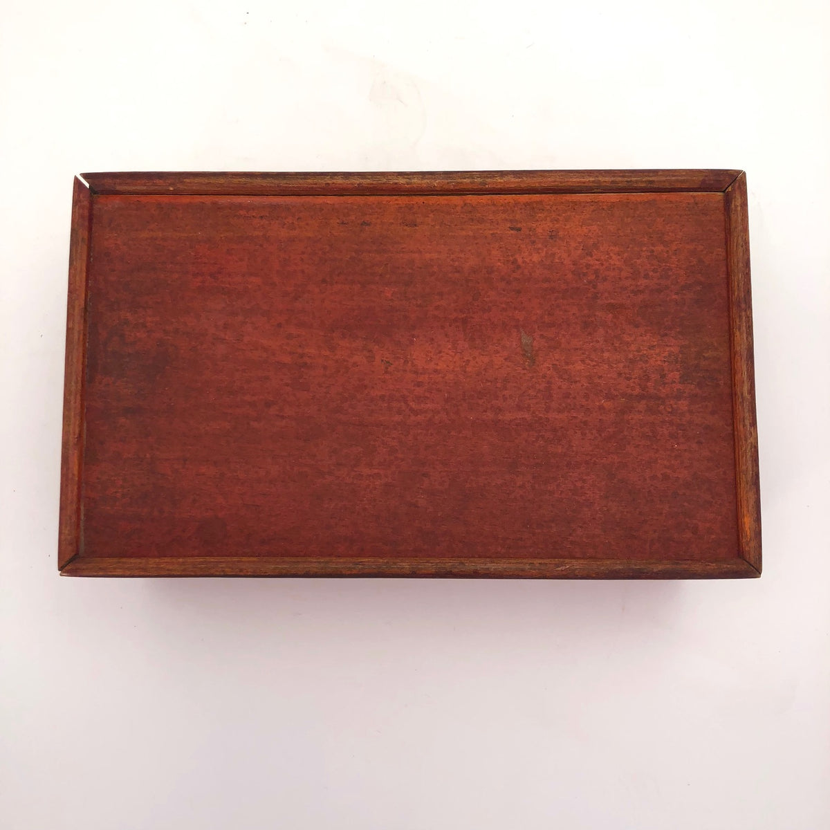 Red Stained Wooden Slide Top Box with Dovetail Corners – critical EYE Finds