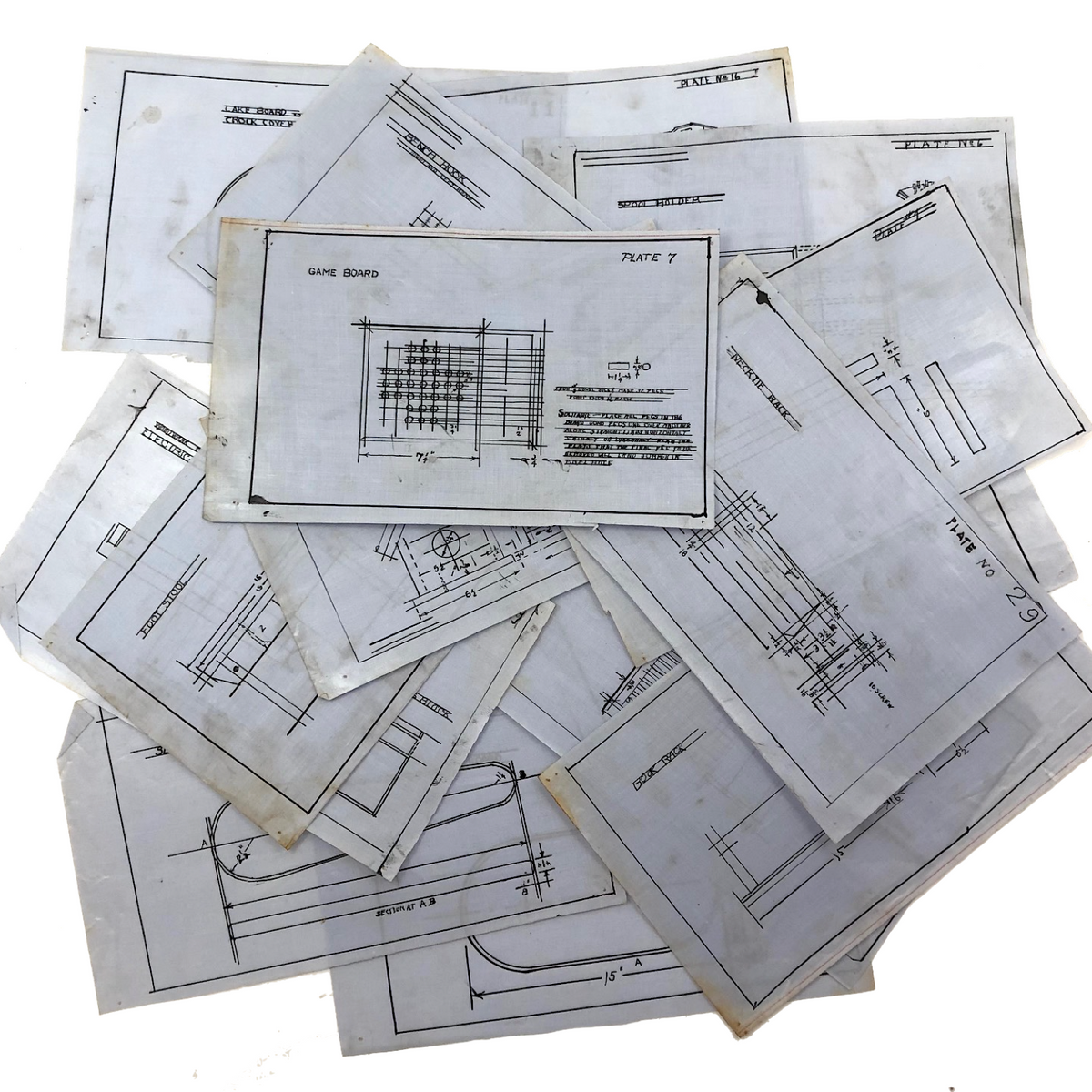 Set of Sixteen Vintage Shop Class Project Blueprints – critical EYE Finds