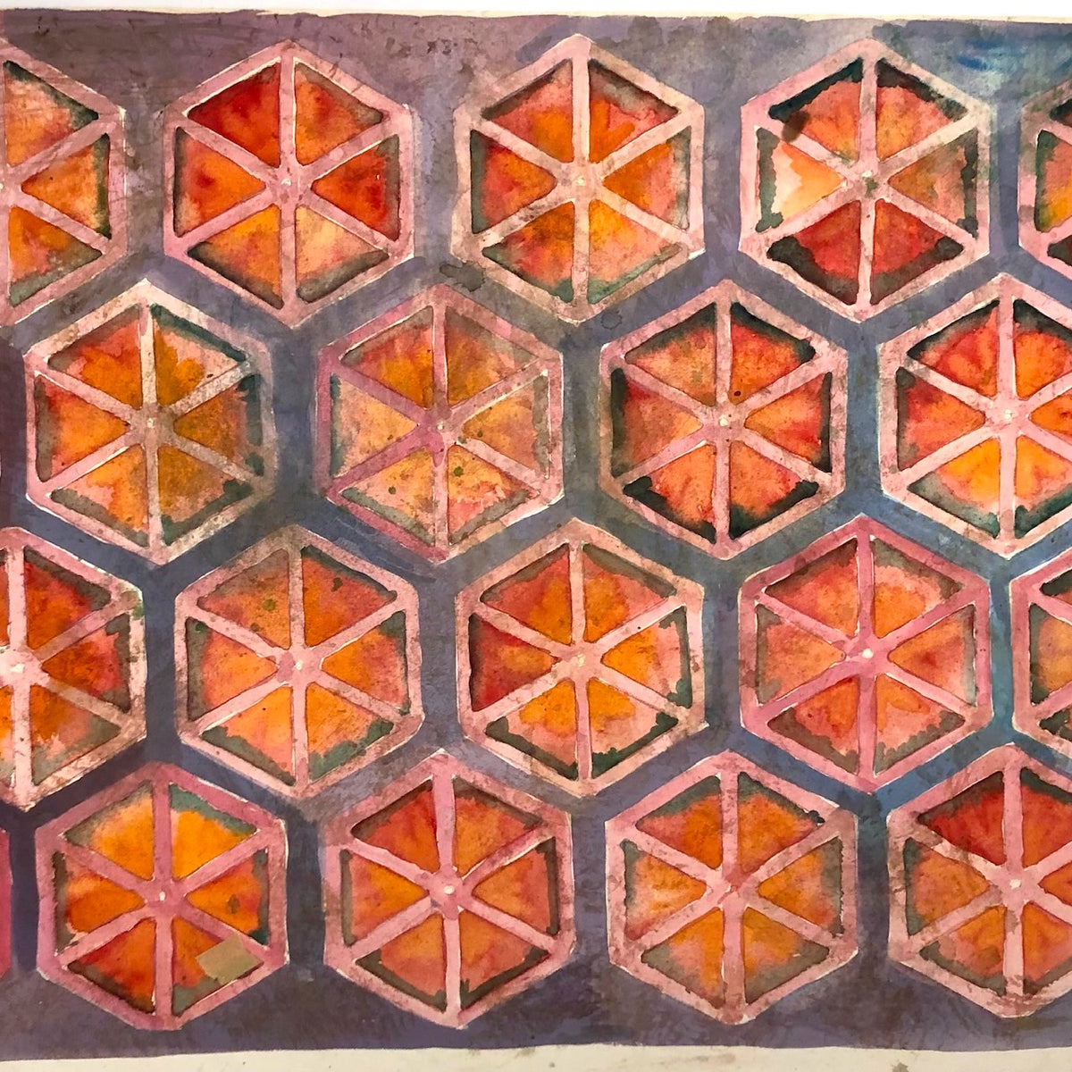 Gloria Fletcher Vintage Geometric Abstract Watercolor – critical EYE Finds