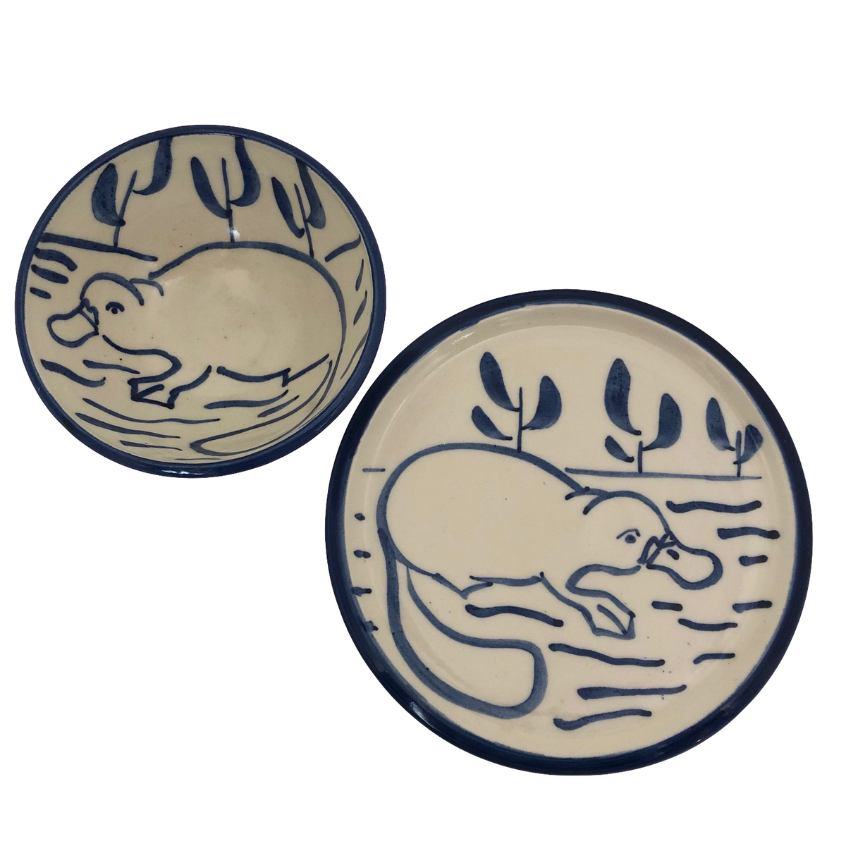 Emily Stackman Australia Studio Pottery Platypus Plate and Bowl ...