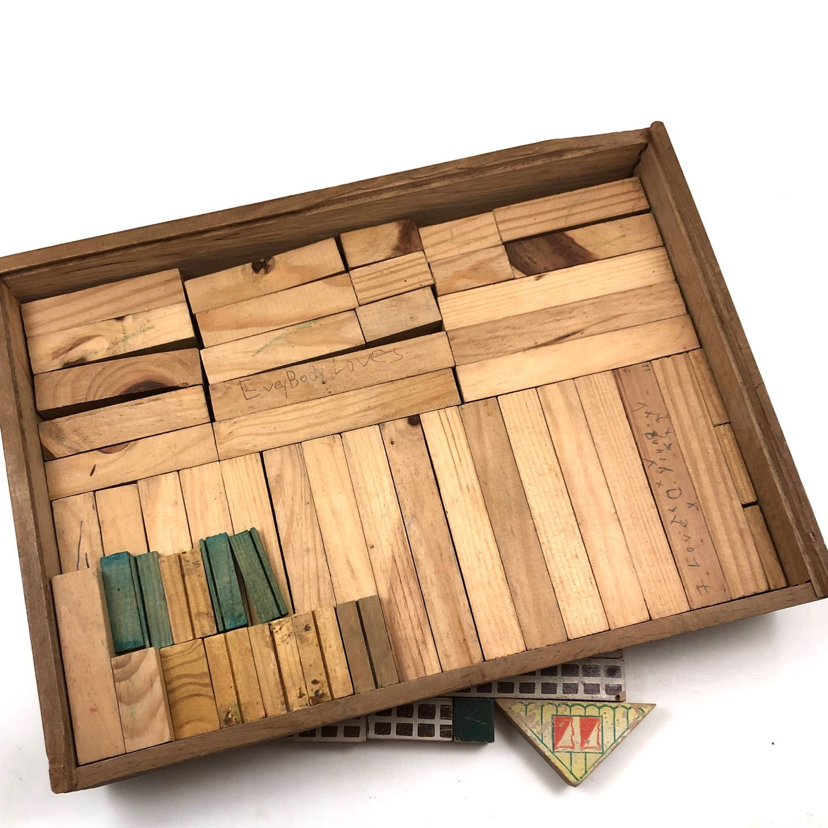 Japanese c. 1920s-30s Building Blocks Set with Fabulous Color & Patter ...