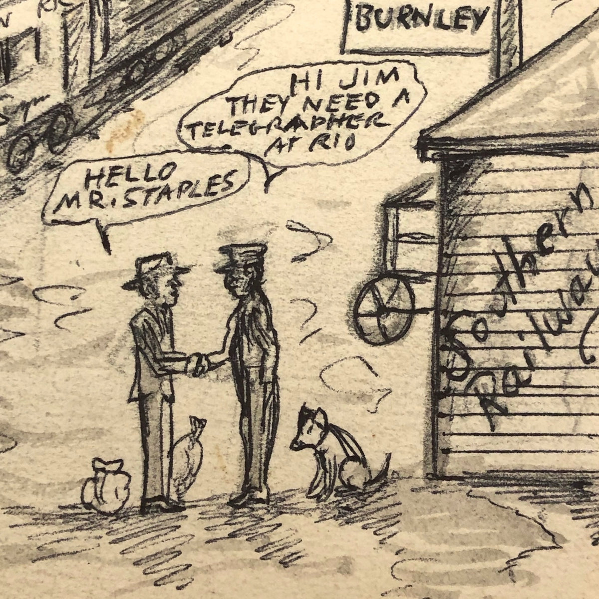 Life of Jim Stubbs, 8 Sequential Narrative Drawings, Missouri to Virgi ...