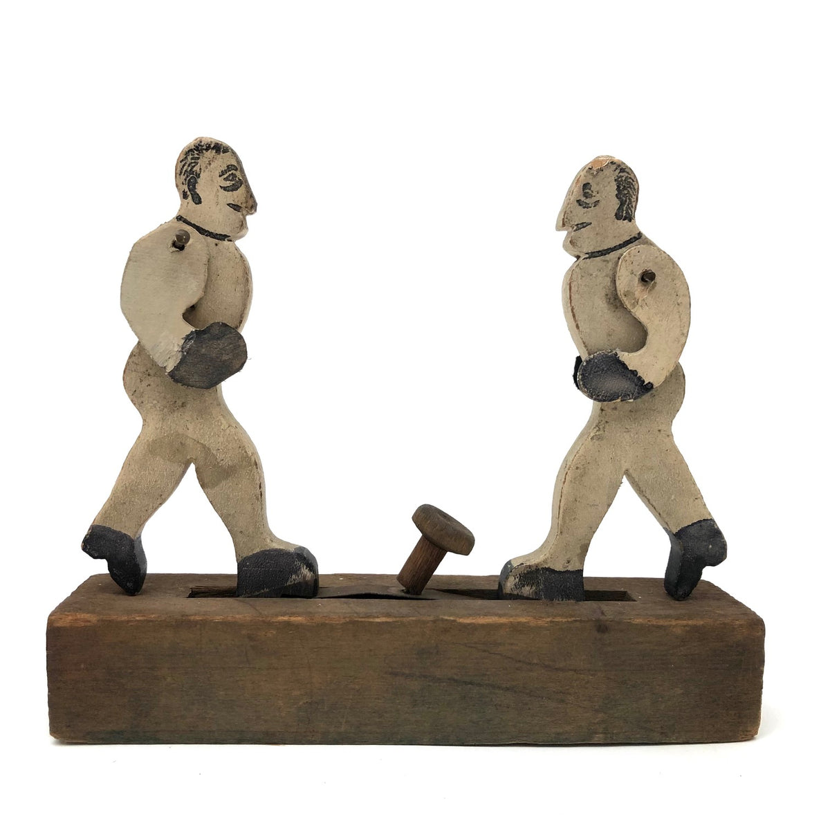 Antique Mechanical Wooden Boxing Toy, Presumed Weston Toy Company ...