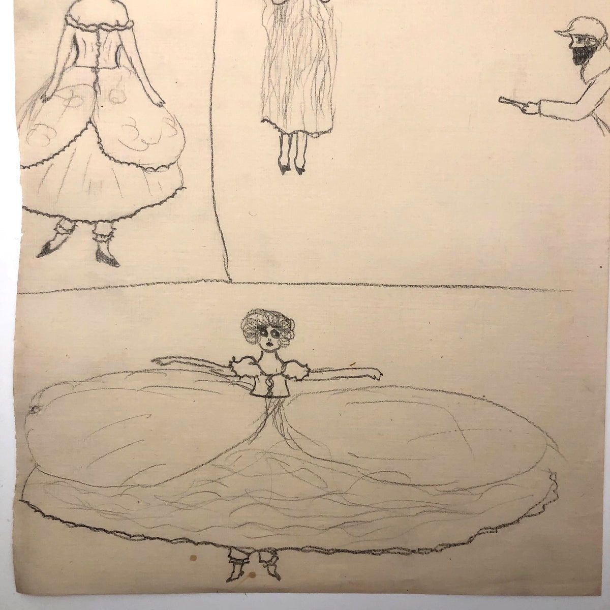 Three Women and a Bank Robber 1920s Pencil Drawing on Bank Stationary ...