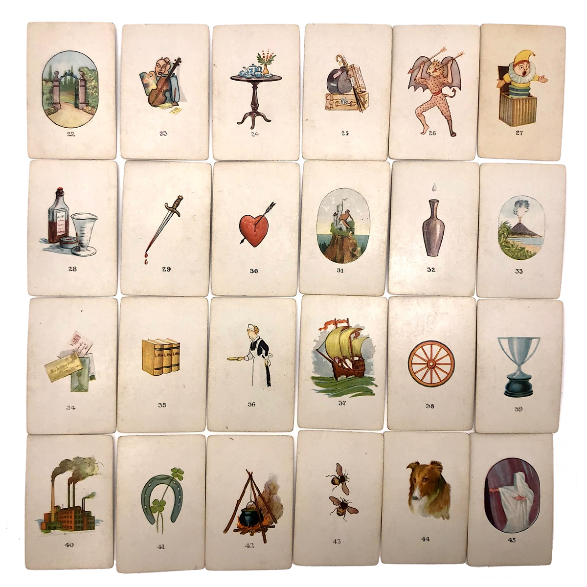 Original 1923 Teuila Fortune Telling Cards, Complete Deck with Instruc ...