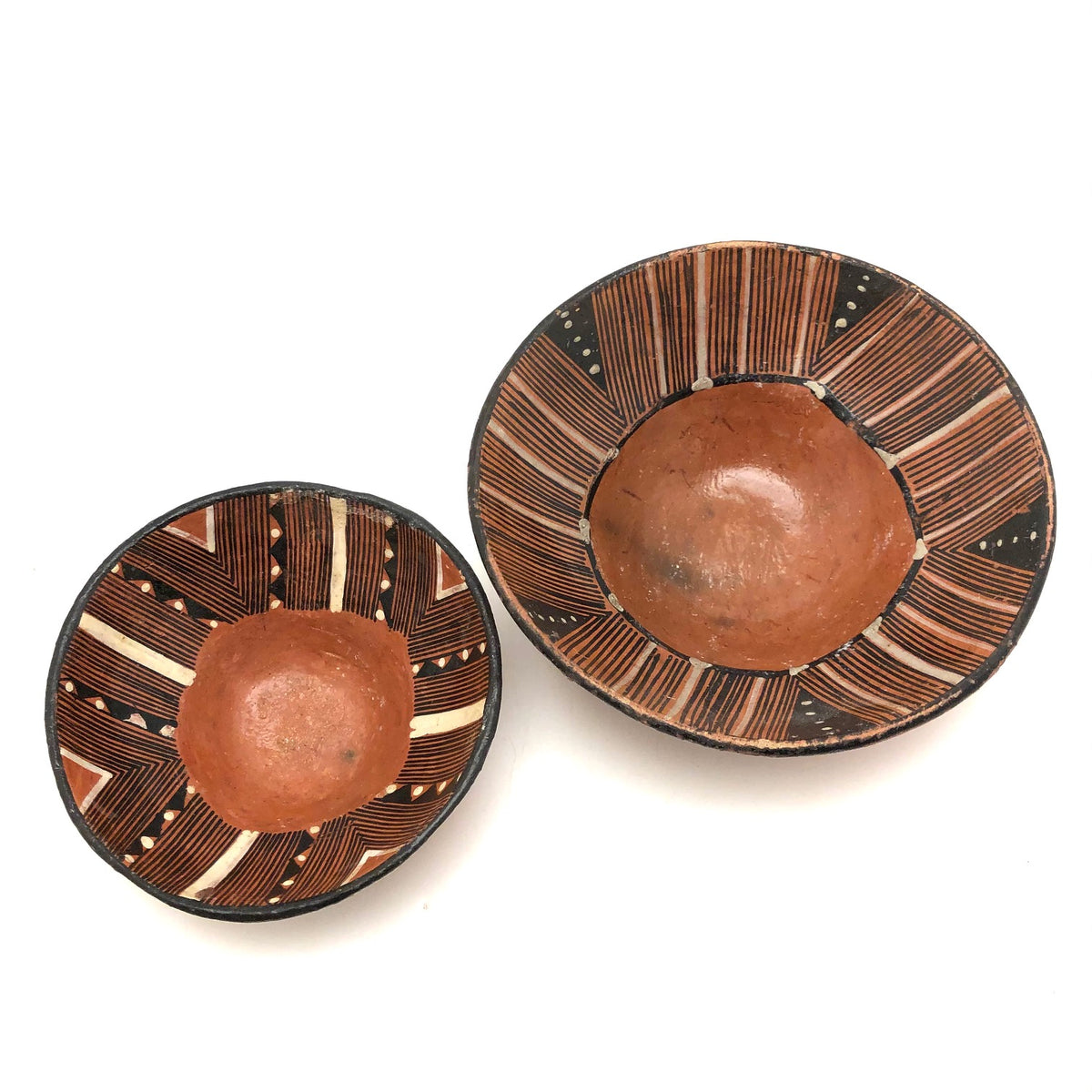 Pair of Hand-painted Canelos Quichia Ecuadorian Pottery Bowls ...