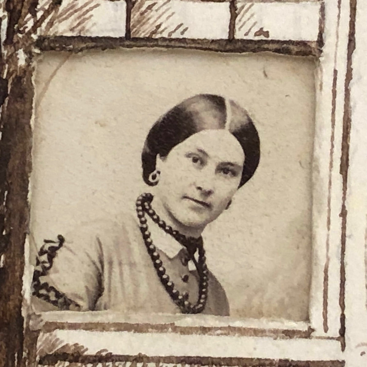 Wonderful Antique CDV Photo Portrait with Homemade Hand-drawn Mount ...
