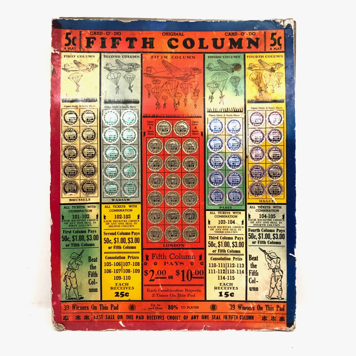 Smash The Fifth Column, WW2 Pull Tab Lottery Type Game – critical EYE Finds