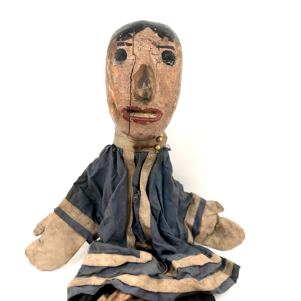 Marvelous Antique Puppet with Carved, Painted Wooden Head on Post ...