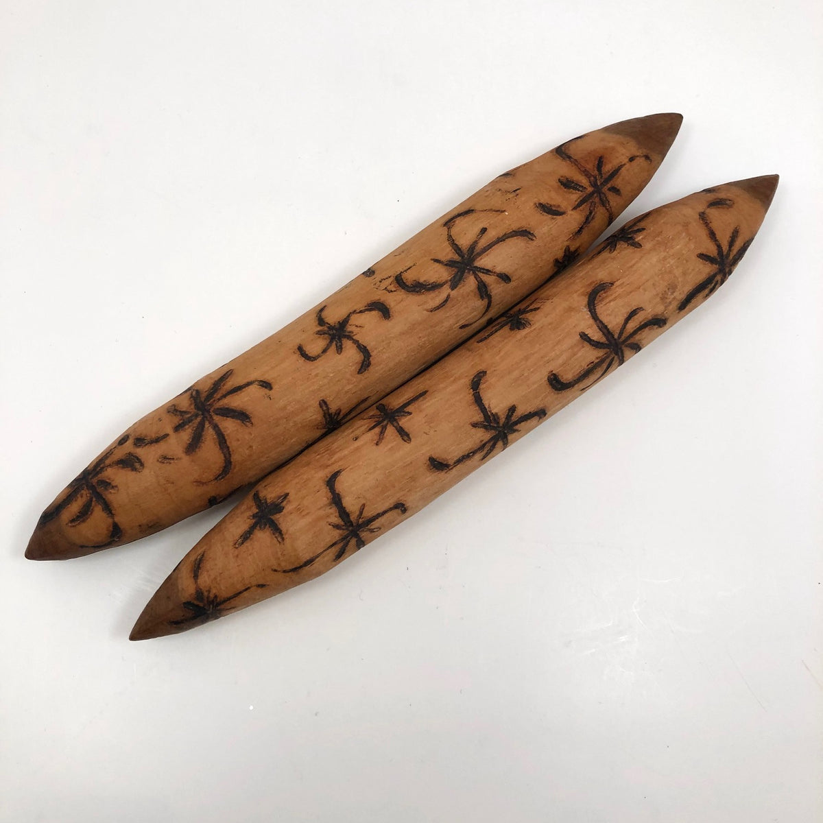 Australian Aboriginal Wooden Clapsticks with Pyrographed Decoration ...