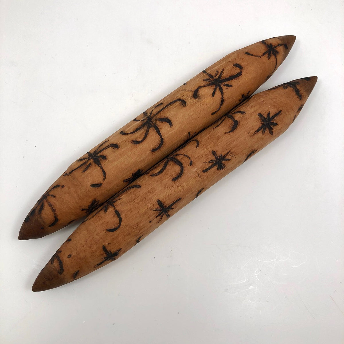 Australian Aboriginal Wooden Clapsticks with Pyrographed Decoration ...
