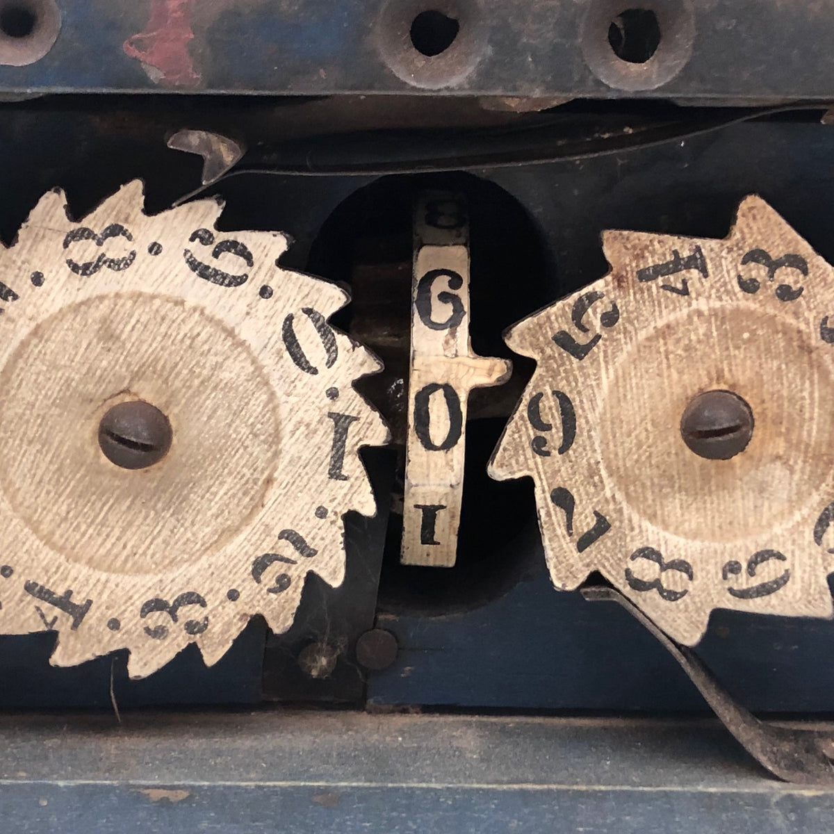 Gorgeous c. 1873 Patented Mechanical Grain Counter in Old Blue Paint ...