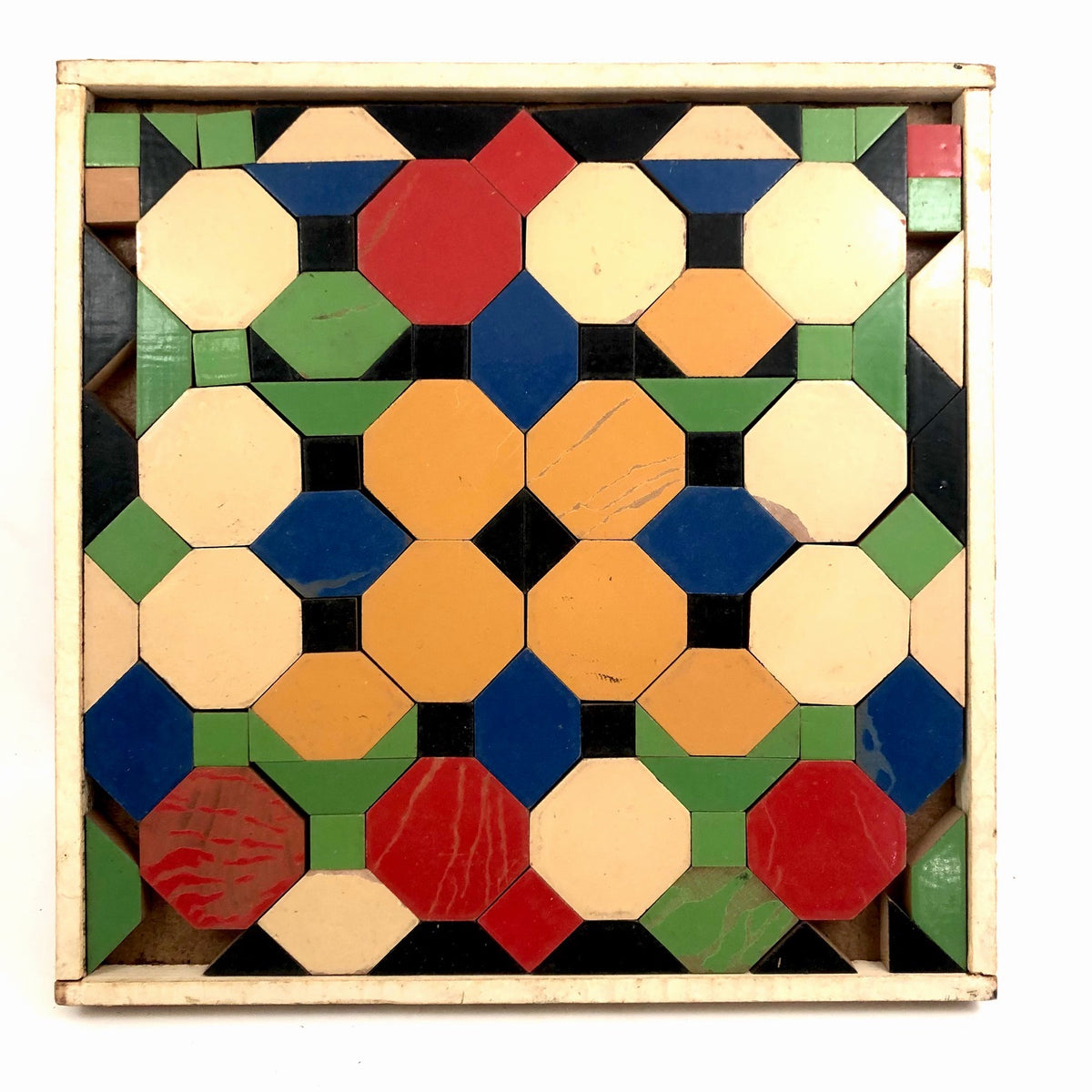 Rare Old German Mosaic Tile Blocks with Pattern Sheets— Aged and Missi ...