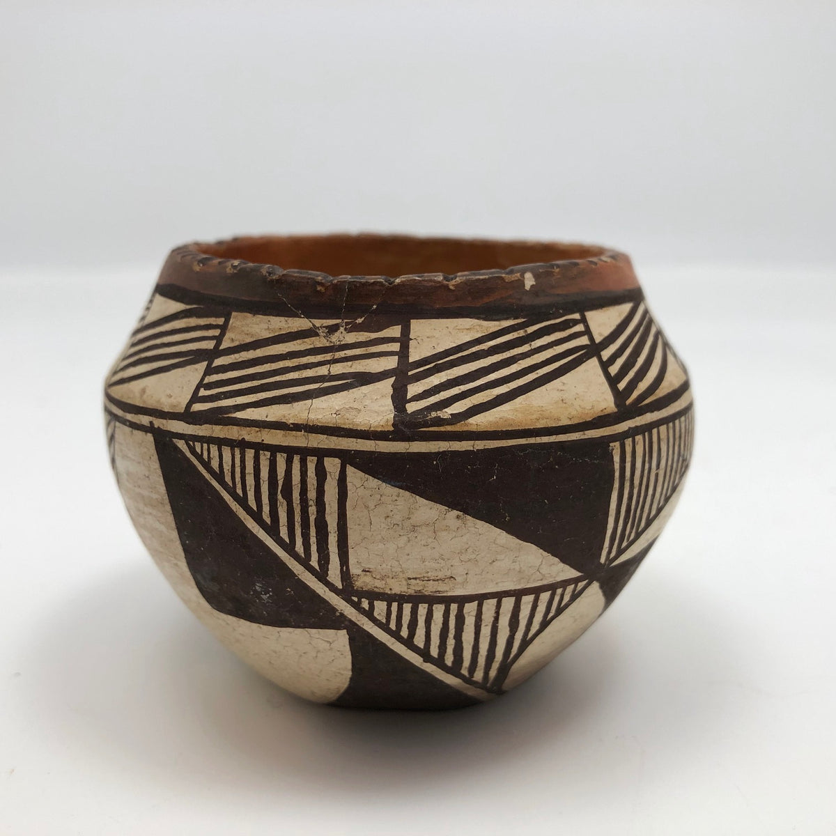 Small Acoma Pueblo New Mexico Dark Brown and White Pottery Bowl ...